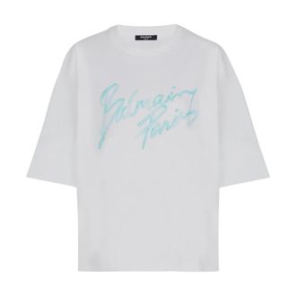 Balmain SS Paris Bulky T-Shirt - - Tops - Damen - Wei&szlig; - M
