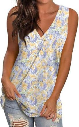 Generic Debardeur Femme Chic et &eacute;l&eacute;gant Chemisier sans Manche D&eacute;bardeur Top Ete Haut Chic et Elegant Caraco Vetement Femme Tee Shirt sans Manche Fluide Ample