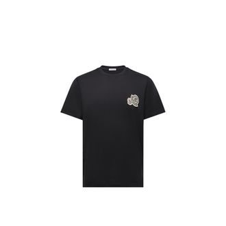 Moncler Moncler Double Logo Patch Cotton T-shirt, Men, Black, Size: Xl