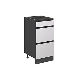 Vicco Meuble Cuisine R-Line, Blanc/Anthracite, 40 cm J-Shape, avec tiroirs, sans Plan de Travail