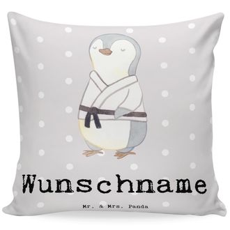 Mr. & Mrs. Panda Kopfkissen Pinguin Karate - Personalisierte Geschenke, Schenken, Wunschname, Name, Selbstverteidigung, Kampfsportart, Bedrucken, Personalisiert, Kampf