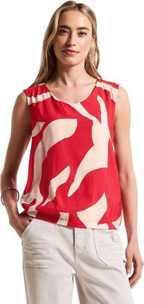 Street One Damen A323426 Gemustertes Materialmix Top, Glory Red, 46
