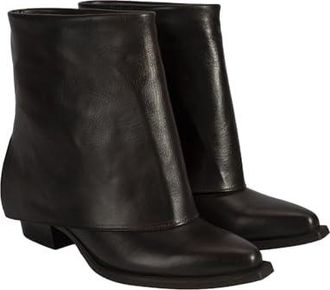 Desa Bottes en Cuir pour Femme - &Agrave; Enfiler, &agrave; Talon Bloc, Respirantes | Brun - 39