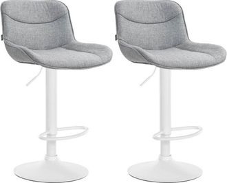 Clp Lot de 2 tabourets de bar Vonore tissu Gris Blanc