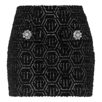 Philipp Plein Femme, Jupes, Noir, Taille: 38 FR Mini Jupe Monogram