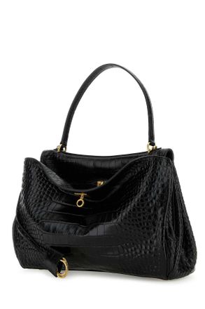 Balenciaga Womens Black Leather Rodeo Handbag Borse A Mano Bag