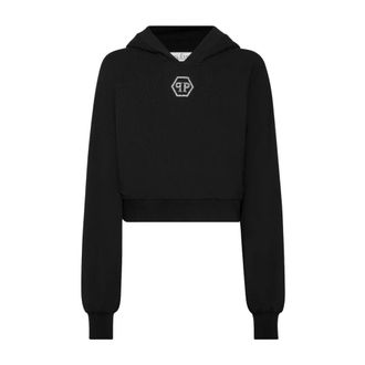 Philipp Plein Femme, Sweatshirts et sweats &agrave; capuche, Noir, Taille: 40 FR Shoulder Bag Skull Crystal Leopard