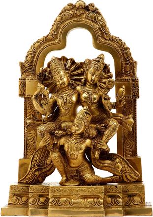 Exotic India Lakshmi-Narayana auf Garuda - Messing Skulptur