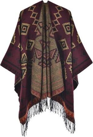 Generic Poncho Femme Hiver Chaud Chale Femme Hiver Chaud Cape Femme Effet enveloppant Ch&acirc;le Fashion Imprim&eacute; Thermique Double &Eacute;paisseur Confort