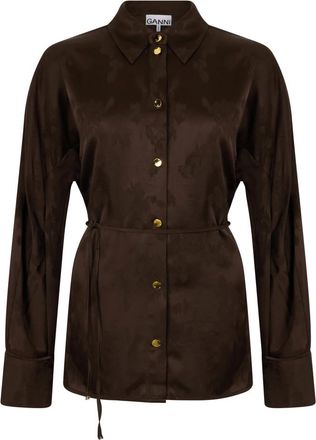 Ganni Femme, Blouses et Chemises, Brun, Taille: 42 FR Blouses & Chemises