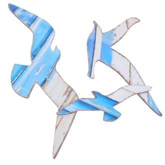 Amosfun Holz M&ouml;wenskulpturen 3 St&uuml;ck Maritime Wandkunst mit Seevogelmotiven f&uuml;r Badezimmer Wohnzimmer und Flur Wetterfeste K&uuml;stendeko