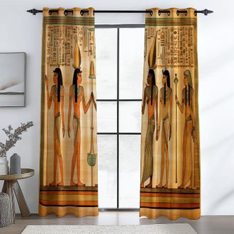 Generic Wohnzimmer Vorh&auml;nge Abstrakter traditioneller &auml;gyptischer Charakter &Ouml;sen Gardinen Orange mit Blickdichte Thermo Vorhang Schiebevorh&auml;nge Kinderzimmer S
