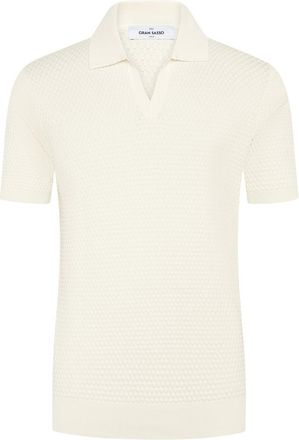 Gran Sasso Feinstrick-Poloshirt in Wabenstruktur mit Variokragen in