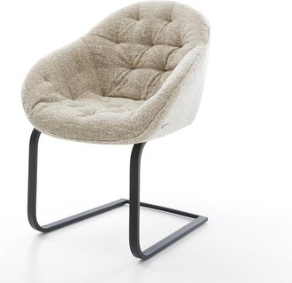 DELIFE Freischwinger Gaio-Flex Webstoff Soft Beige Freischwinger flach Schwarz, Esszimmerstühle