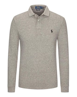Ralph Lauren Langarm-Poloshirt Custom Slim Fit in Piqu&eacute;-Qualit&auml;t in