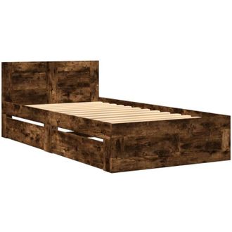 vidaXL Bettgestell mit Kopfteil R&auml;uchereiche 90x200 cm Holzwerkstoff Vidaxl