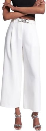 Michael Kors Femme, Pantalons, Blanc, Taille: 38 FR Pantalon Ceintur&eacute; Court en Twill Stretch