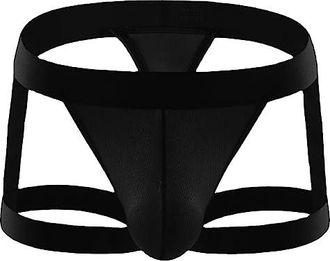 Generic IQYU Sous-v&ecirc;tements sexy pour homme - Couleur unie - En soie glac&eacute;e - Respirant - En dentelle - Sexy - Boxer sexy - Avec poche - Culotte sexy, Noir, X