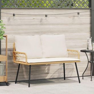 vidaXL Gartenbank Natur 114x64x78 cm Poly Rattan - Vidaxl