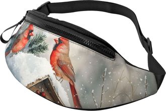 Generic Mode G&uuml;rteltasche Winterkardinalv&ouml;gel-Druck Taillentasche G&uuml;rteltasche H&uuml;fttasche F&uuml;r Herren Running Fahrrad 14X35Cm