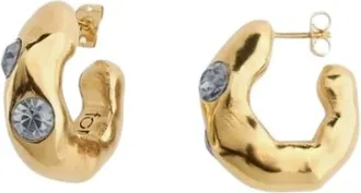 Forte_Forte Femme, Accessoires, Jaune, Taille: ONE Size Cr&eacute;oles orn&eacute;es de strass