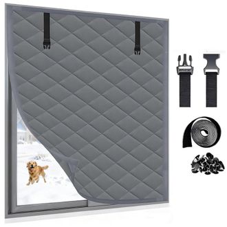 Generic Thermovorhang Kalteschutz, W&auml;rmeschutzvorhang Fenster Aus Oxford-Stoff Und Baumwolle, Fensterisolierungs-Set Schallschutz Winddicht(Grau,W120 x H240cm