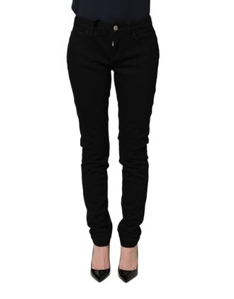 Dolce & Gabbana Womens Black Queen Embroidery Pretty Denim Jeans Cotton Elastane Clothing