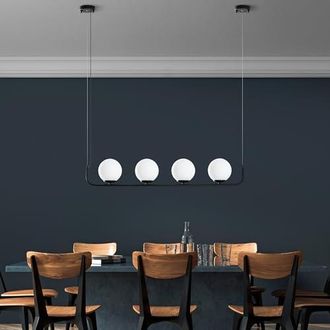 Opviq Elegant Black Chandelier, Adjustable Height 20-110 cm, Metal Body, 4 x E14 Sockets, 15 cm Cap Diameter, Perfect for Modern Spaces, IP26 Rated