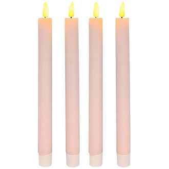Matches 21 LED Stabkerzen Rosa im 4er Set, in &Oslash; 2,2 x 22 cm gerade - Echtwachskerze mit Timerfunktion