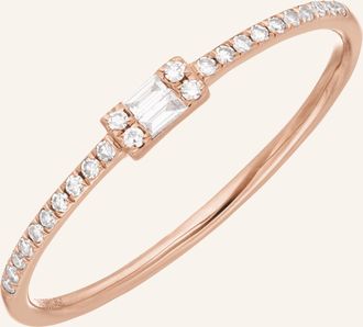 Leaf Ring Tiny Baquette Aus 14 Karat Ros&eacute;gold Mit Diamanten rosegold