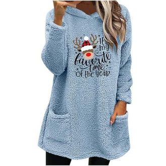 Generic Pull de No&euml;l pour femme avec imprim&eacute; sapin de No&euml;l - Grande taille - Haut &agrave; manches longues - Coupe ample - Doux et confortable - Avec poches - Sweat 