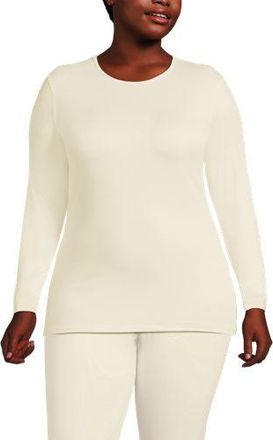 Lands End Stretch-THERMASKIN-Oberteil mit Rundhalsausschnitt, Damen, Größe:48-50 plus, Weiß, Elasthan/Polyester-Mischung, by Lands End
