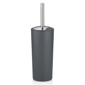KELA Klobürste grau matt mit Behälter 36,5 cm, Toilettenbürste MARTA mit wechselbarem Bürstenkopf, WC Bürstengarnitur