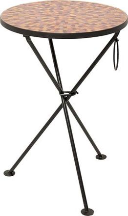 Kare Design Design Beistelltisch Clack Mosaic, Rot, 35cm Durchmesser, Couchtisch, Ablage, Glas Tischplatte, Stahlgestell, Rund