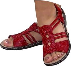 Generic Sandales larges pour femme, sandales et claquettes compens&eacute;es, chaussures d&eacute;t&eacute; &agrave; enfiler avec accents m&eacute;talliques, confortables et habill&eacute;es pour la m