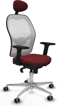 Piqueras y Crespo Call Center Jorquera Stuhl mit 2D-Armen, h&ouml;henverstellbarer Lendenwirbelst&uuml;tze und festem Kopfteil, ausgestattet mit 5 Positionen, Wei&szlig;/Granatrot