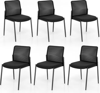 Generic Stapelbare Warteraumstühle Atmungsaktives Mesh Rücken Gepolsterte Sitzfläche armlose Konferenzstühle für Büroempfang und Konferenzraum - 6er Set