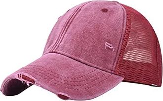 Generic Casquette de baseball tendance pour homme et femme avec boucle en jean, Rouge, Taille unique