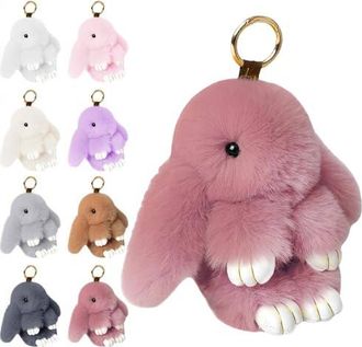 Generic Porte-clés Bunnylu-lu avec 8 couleurs, porte-clés lapin Lu-lu mignon fait à la main pour femme, porte-clés lapin en peluche pour sacs, téléphones, clé