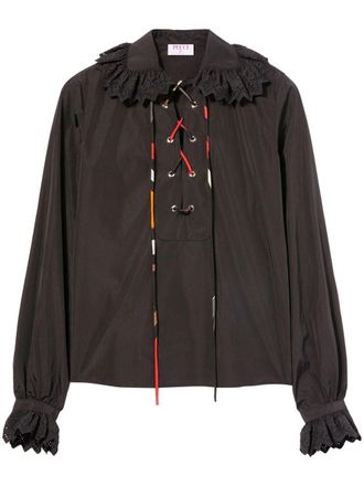 Pucci blouse volantée à détail de laçage - Noir