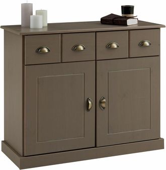 IDIMEX Buffet salon paris l 91 cm bois massif - Coloris taupe