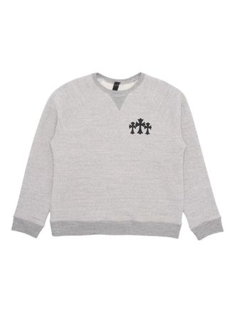 Chrome Hearts sweat Cemetery Cross à col rond - Gris
