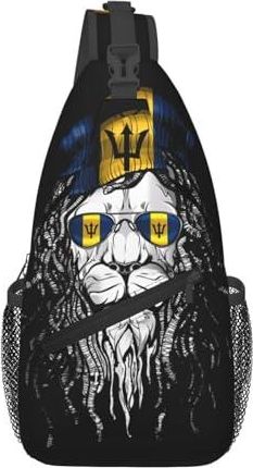 Generic Drapeau Du Lion De La Barbade Sacoche Bandouliere Multifonctionnel Pochette Epaule Antivol Sac Banane Pour Cyclisme Camping Sport