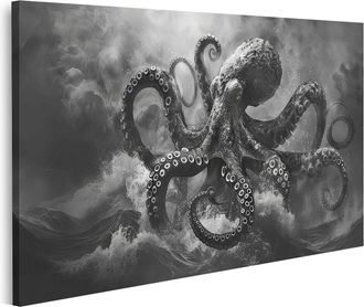 Islandburner Bild auf Leinwand Monströser Krake in stürmischer See für Wohnzimmer Kunstliebhaber Bilder Wandbilder Poster