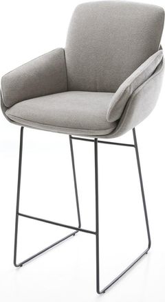 DELIFE Barstuhl Luan-Flex Strukturstoff Soft Grau Kufengestell Metall Schwarz, Barst&uuml;hle