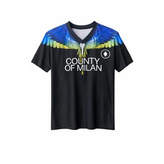 Marcelo Burlon Homme, Tops, Noir, Taille: XL Soccer T-Shirt
