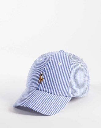 Polo Ralph Lauren Casquette de baseball en cr&eacute;pon &agrave; logo embl&eacute;matique - Bleu roi-Bleu marine