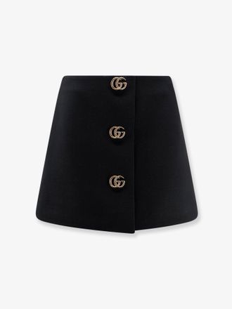 Gucci Wool crepe skirt with Double G button - GUCCI - gender_Woman