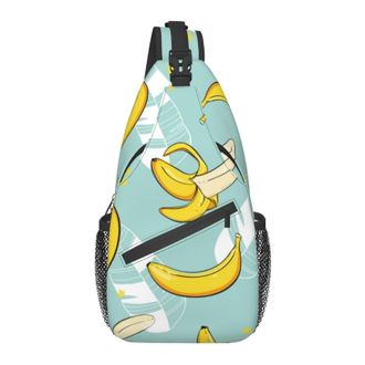 AOOEDM Bananenpalmenmuster Kreuzbrusttasche Diagonal Sling Rucksack Crossbody Umhängetasche Reisen Wandern Tagesrucksäcke für Männer Frauen