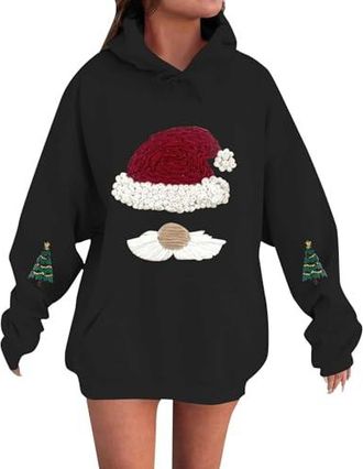 Generico Sweat &agrave; capuche pour femme &agrave; capuche en molleton dautomne dhiver &agrave; manches longues en coton renne confortable hoodie sweatshirt classique surdimension
